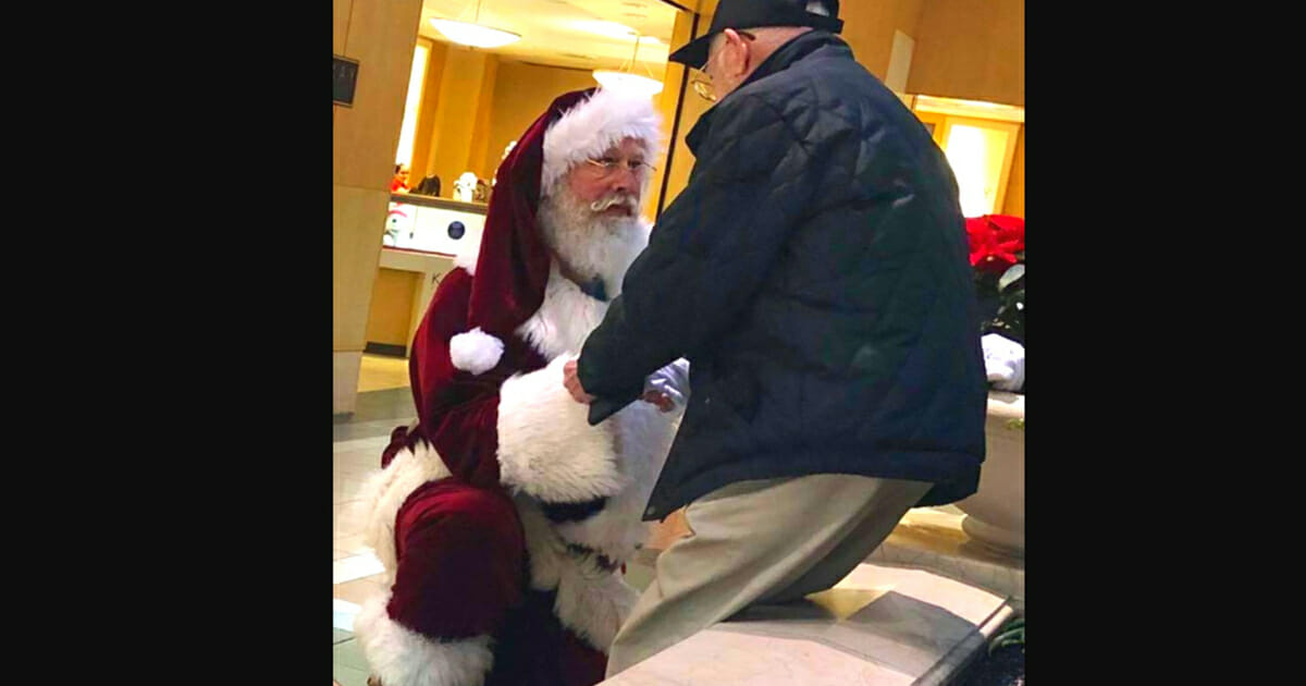 Santa drops to knees before elderly man – woman overhears him utter ...
