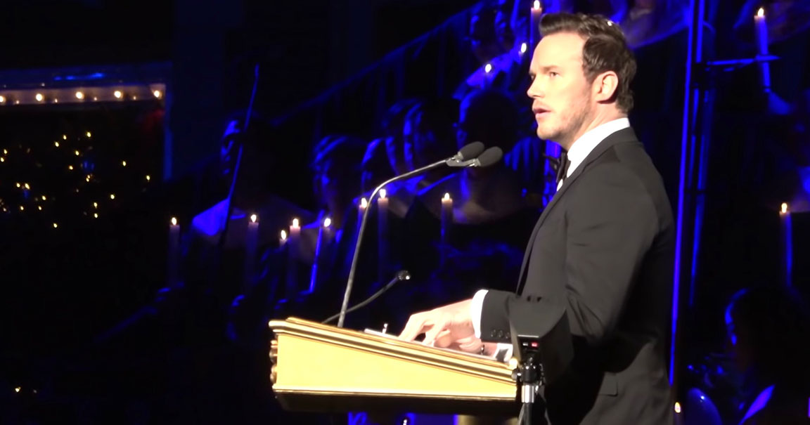 Chris Pratt Reads The Nativity Story from Bible at Disneyland’s ...