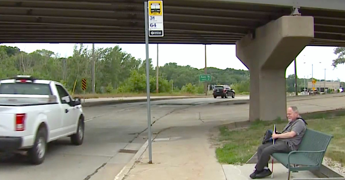 He Stops And Grabs Elderly Blind Man At Bus Stop And Doesn’t Know ...